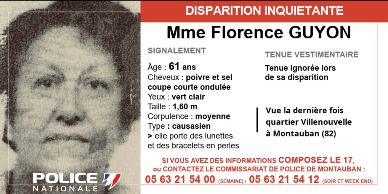Disparition inquiétante de Florence Guyon, 61 ans : un appel à témoins ...