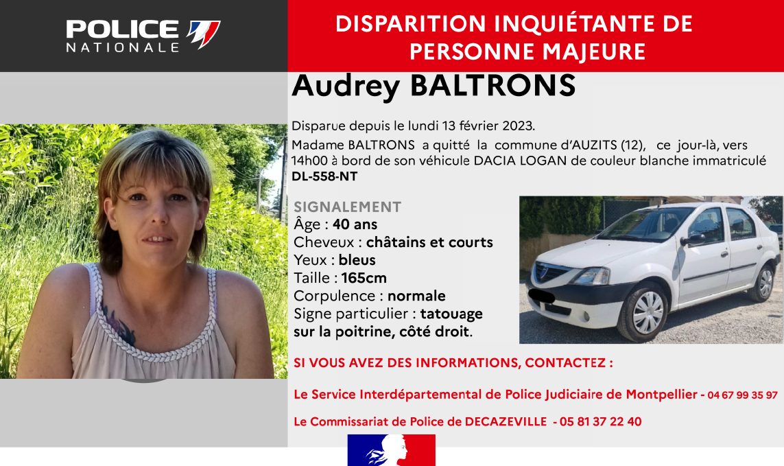 Disparition d’Audrey Baltrons : le corps retrouvé dans la voiture ...