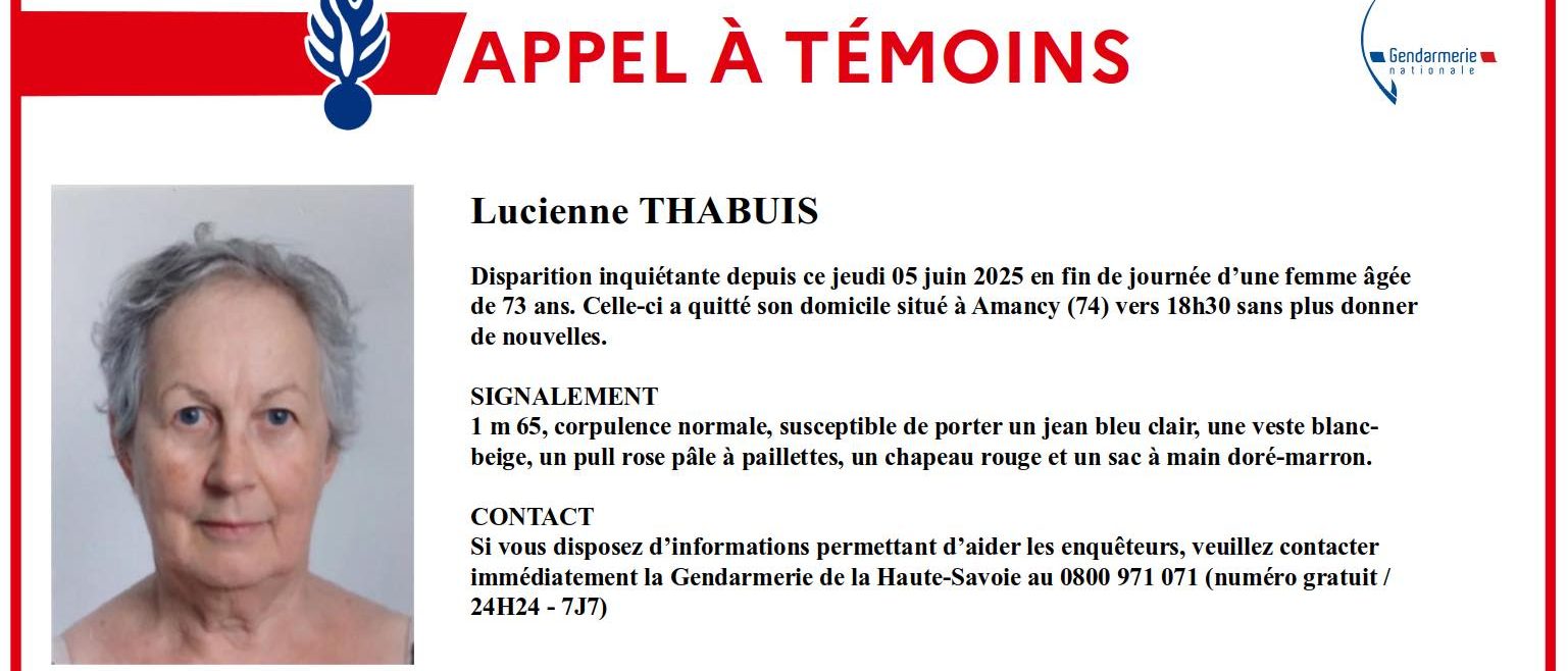 Disparition de Lucienne Thabuis à Amancy : son corps retrouvé, un homme ...