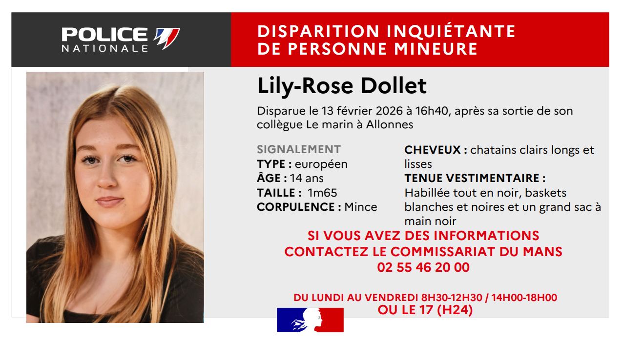 Allones : disparition inquiétante de Lily-Rose Dollet, 14 ans