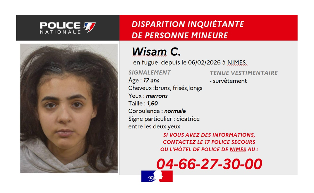 Nîmes : Wisam, 17 ans, portée disparue depuis dix jours