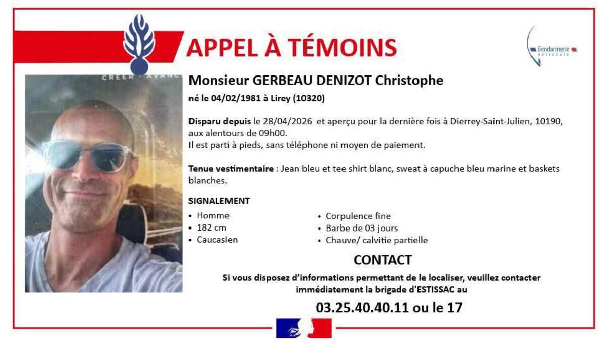 Dierrey-Saint-Julien : on recherche Christophe Gerbeau Denizot, disparu ...